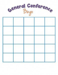 General Conference Bingo for the Kids! The Red Headed Hostess