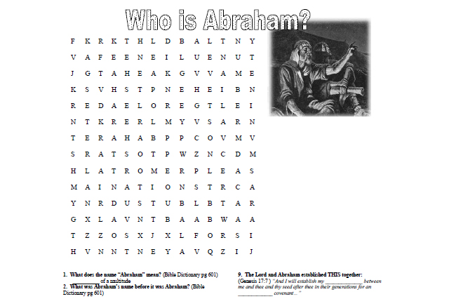 The Fun Abraham Word Search- The Red Headed Hostess
