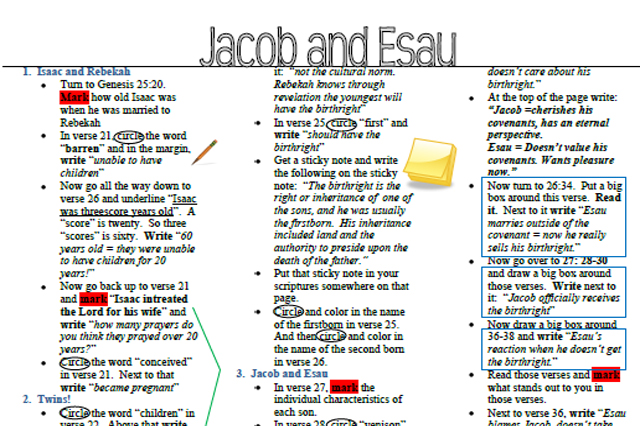 Jacob and Esau Marking Guide- The Red Headed Hostess