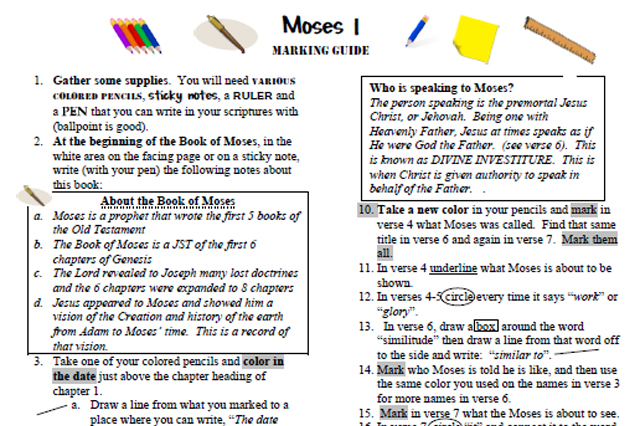 Book of Moses Marking Guide- The Red Headed Hostess
