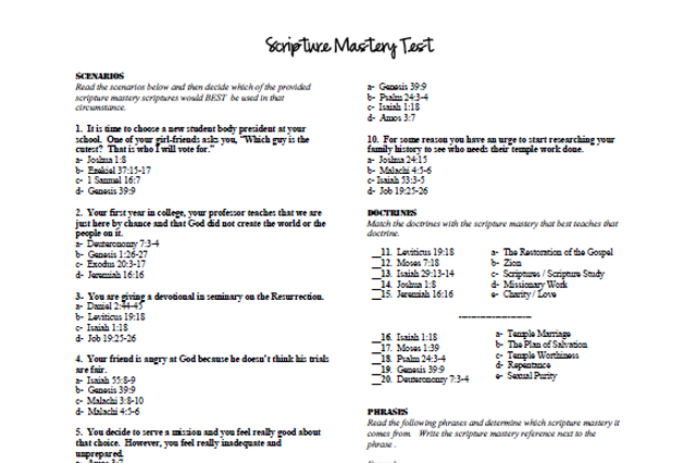 Old Testament Scripture Mastery Test | The Red Headed Hostess