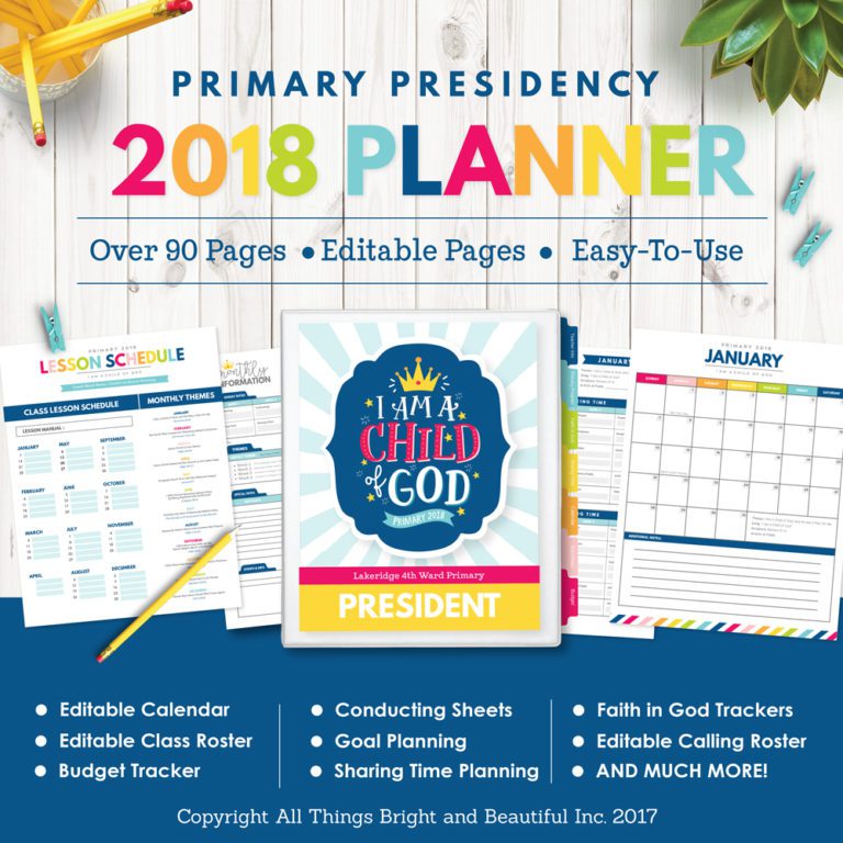 2018 LDS Primary Presidency Planner: I am a Child of God - The Red ...
