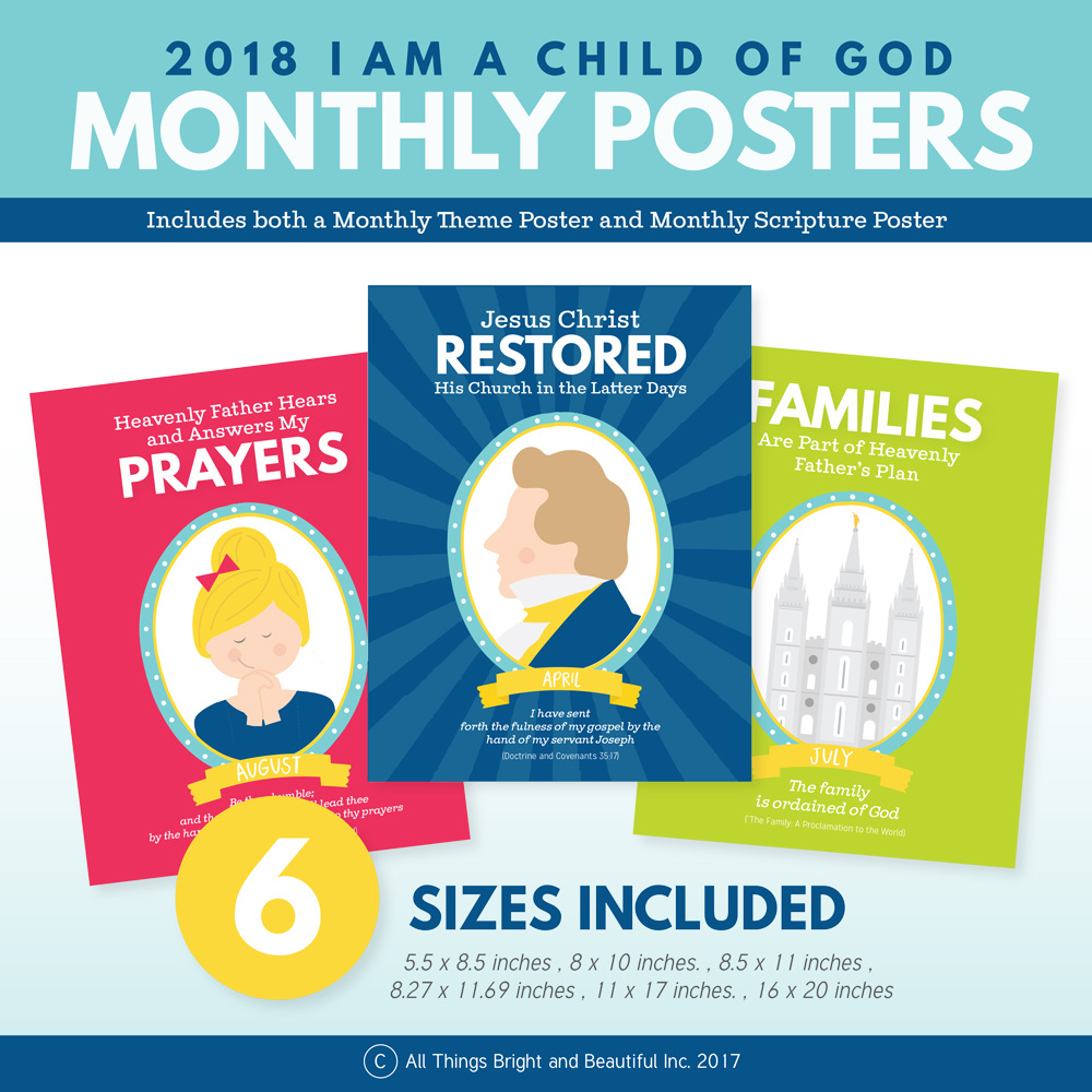 2018 LDS Primary Theme Monthly Posters: I am a Child of God - The Red ...