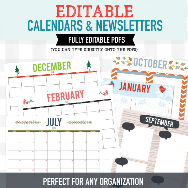 2018 Calendar/Monthly Newsletters COMBO - Editable PDF's - The Red ...