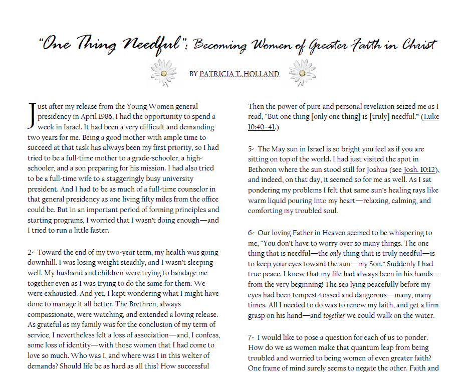 One Thing Needful- A Must Read Talk: | The Red Headed Hostess