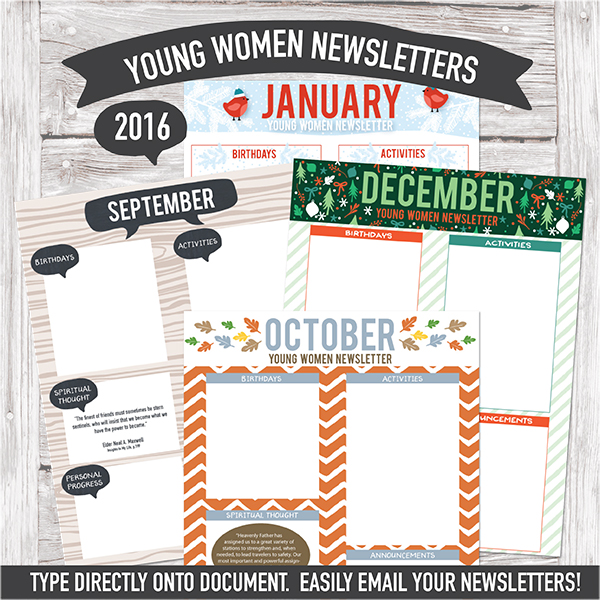 2016 Young Women Presidency Helps (Monthly Newsletters) - The Red ...