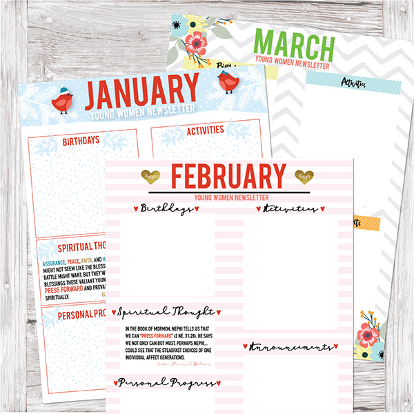 2016 Young Women Presidency Helps (Monthly Newsletters) - The Red ...