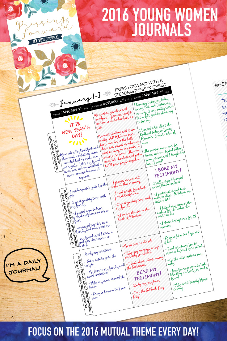 LDS Young Women 2016 Theme Journals - Press Forward