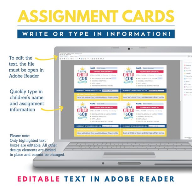 2018 LDS Primary Theme Wristbands and Assignment Cards: I am a Child of ...