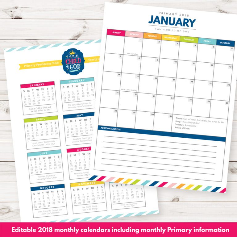2018 LDS Primary Presidency Planner: I am a Child of God - The Red ...