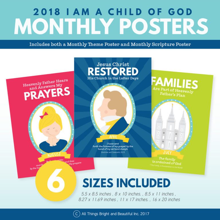2018 LDS Primary Theme Monthly Posters: I am a Child of God - The Red ...