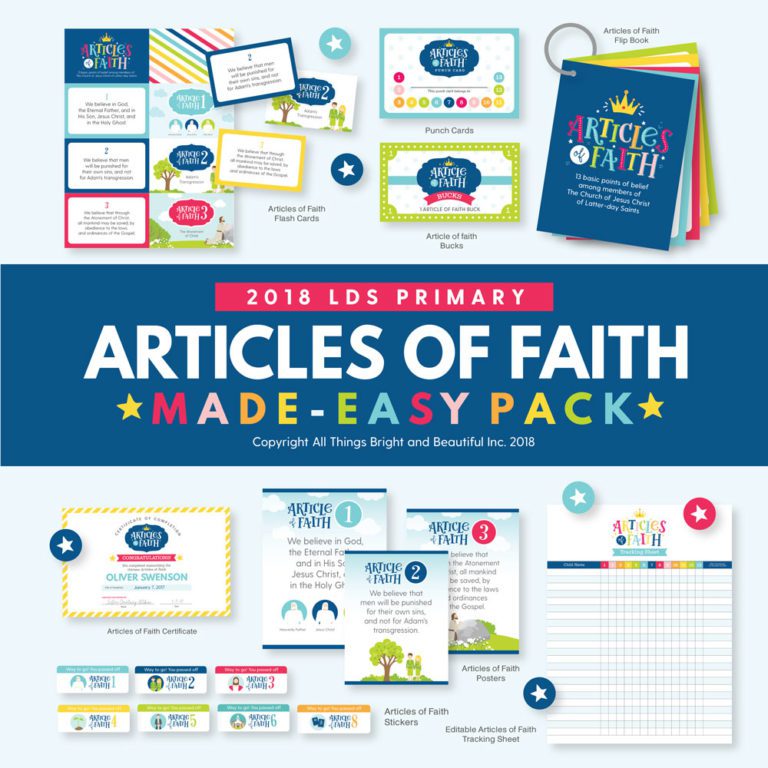 2018 LDS Primary Theme - Articles of Faith Kit - The Red Headed Hostess