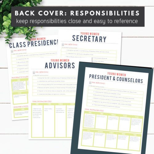 2019 Young Women Leader Binder Covers w/ Editable Calendar (PDF ...