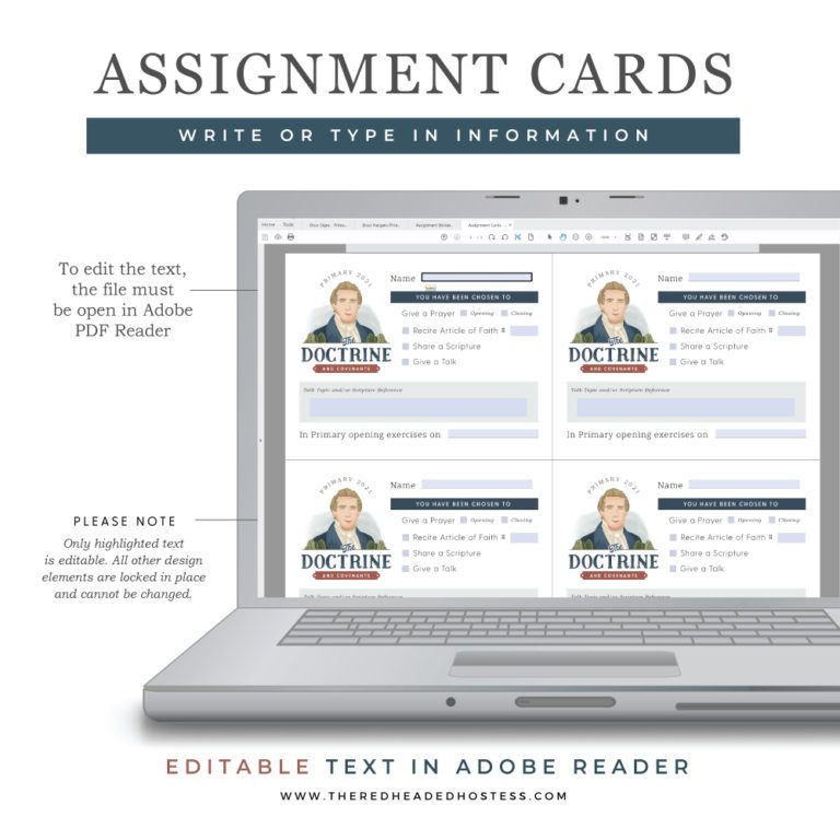 2021 Primary - Doctrine and Covenants: Assignment Cards, Wristbands ...