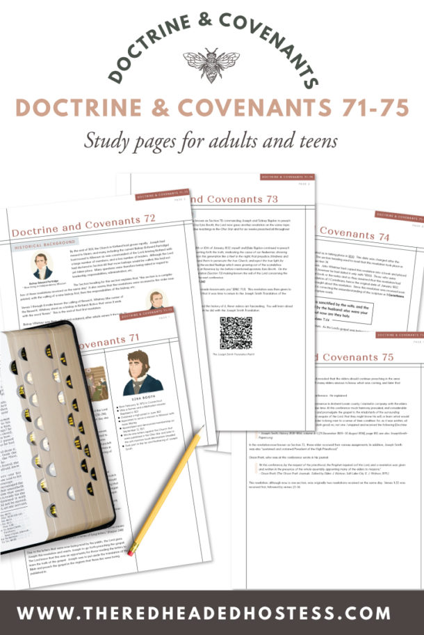 Doctrine and Covenants Sections 71-75 - The Red Headed Hostess Doctrine and Covenants Sections 71-75 - The Red Headed Hostess