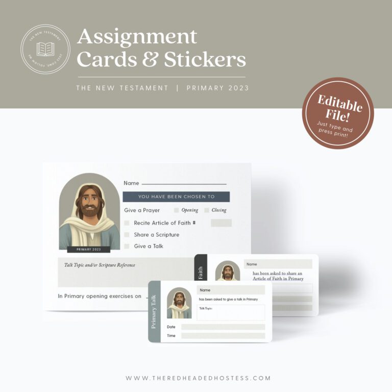 2023 Primary - New Testament - Assignment Cards and Stickers - The Red ...