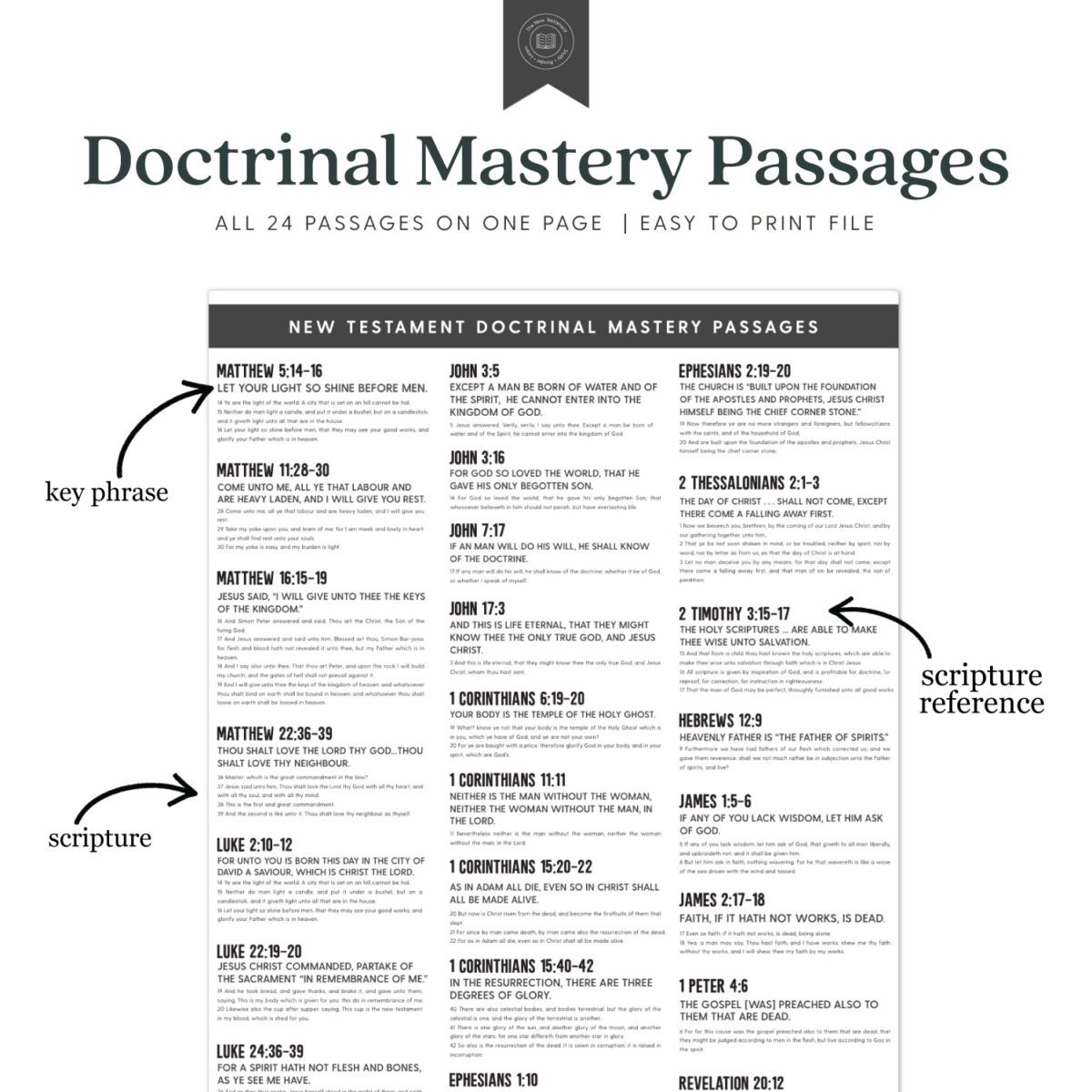 New Testament Doctrinal Mastery - All-On-One Page (PDF Download) - The ...