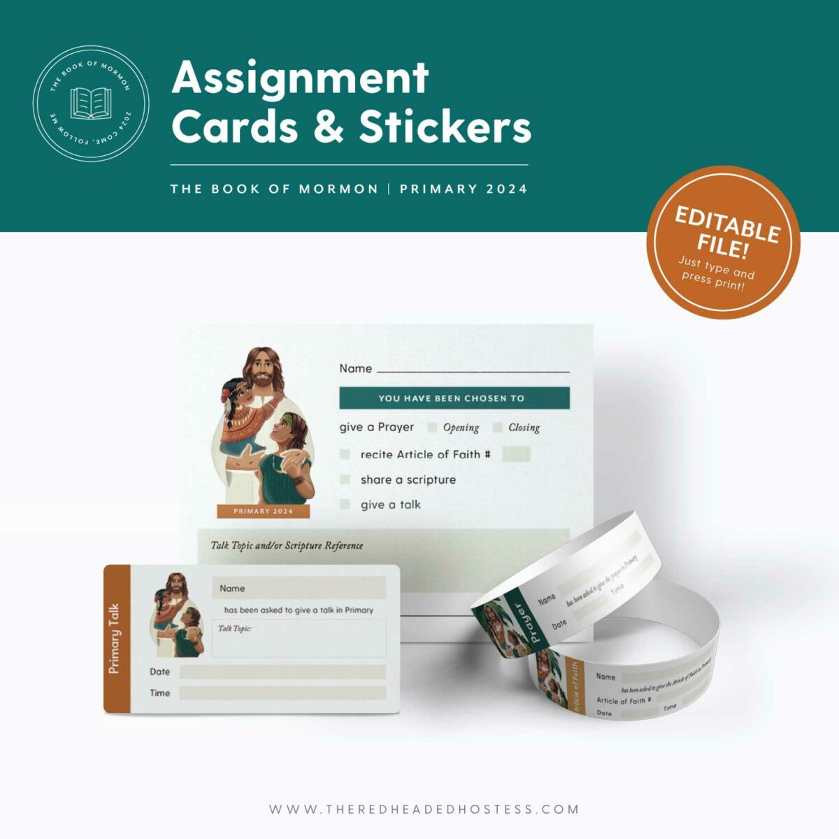 2024 Primary-Book of Mormon-Assignment Cards, Stickers, and Wristbands ...