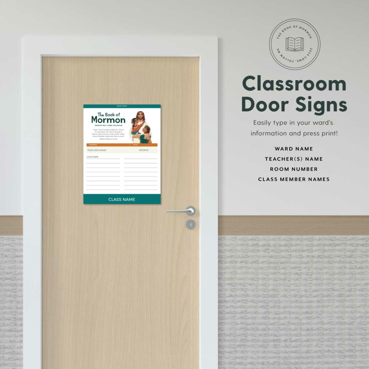 2024 Primary-Book of Mormon-Class List Door Signs, Chair Signs, and ...