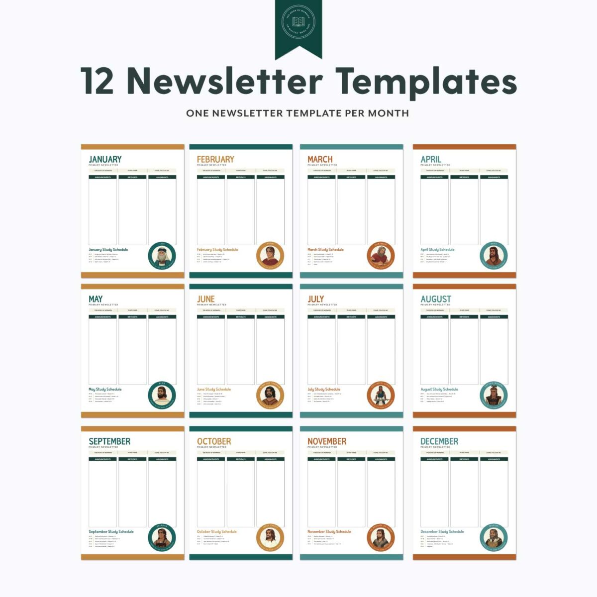 2024 Primary-Book of Mormon-Monthly Newsletters - The Red Headed Hostess