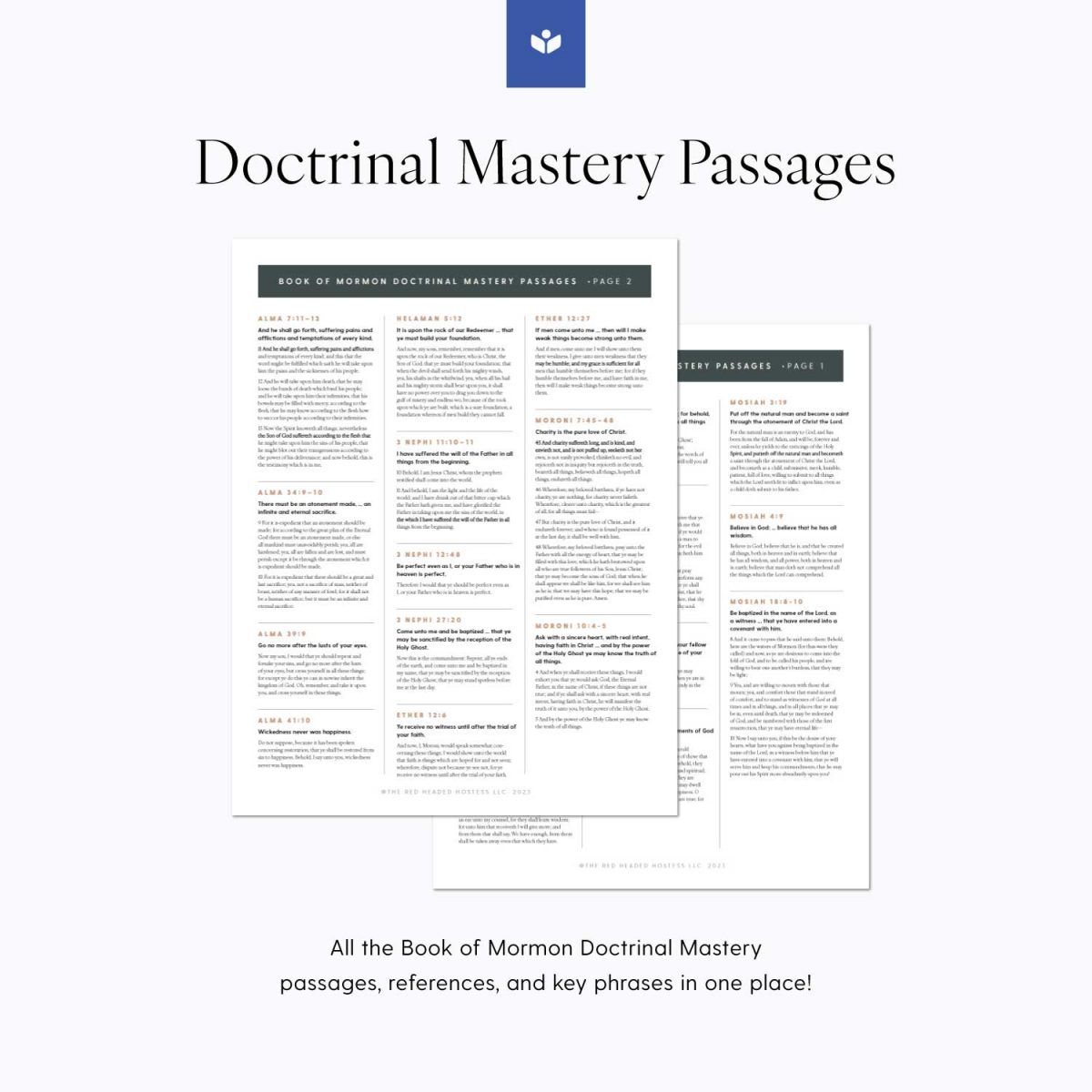Book of Mormon Doctrinal Mastery - All-In-One-Page - The Red Headed Hostess